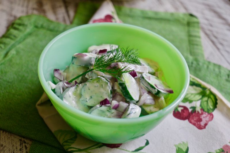 Creamy Cucumber Salad Kissed with Garlic in Dill Dressing