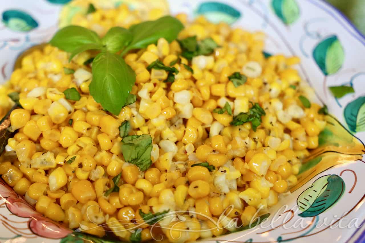 Cheesy Pecorino Corn with Italian Herbs | La Bella Vita Cucina