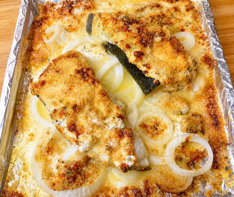 Golden Baked Halibut in Herb Cream Sauce | La Bella Vita Cucina